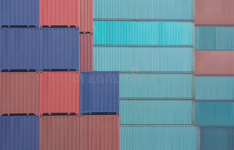 Colorful Stack of Container Shipping Stock Photo - Image of cargo, blue ...