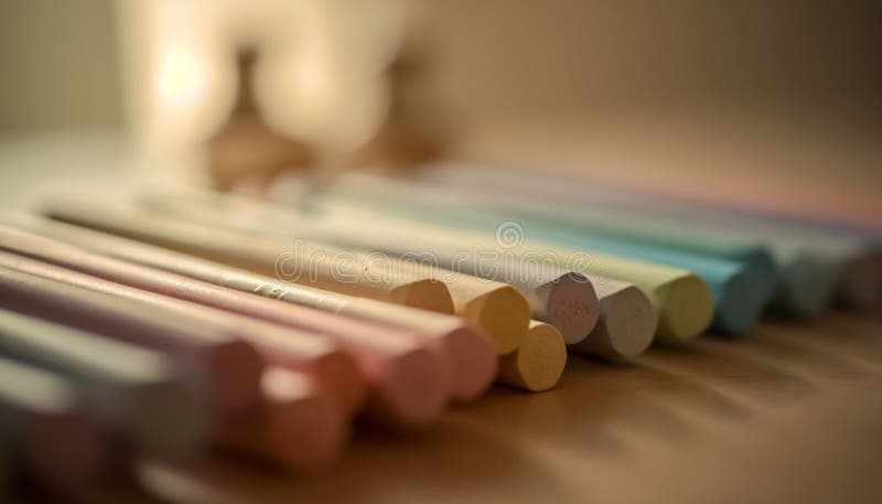 A Colorful Stack of Crayons in a Row on Table Generated by AI Stock ...