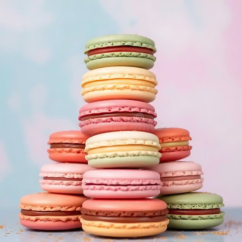 A Colorful Stack of Delicious Macarons Stock Illustration - Illustration of meringue, filling ...