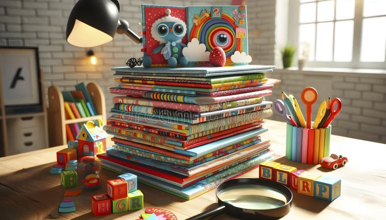 A Colorful Stack of Educational Childrens Books with Pop-up Elements ...