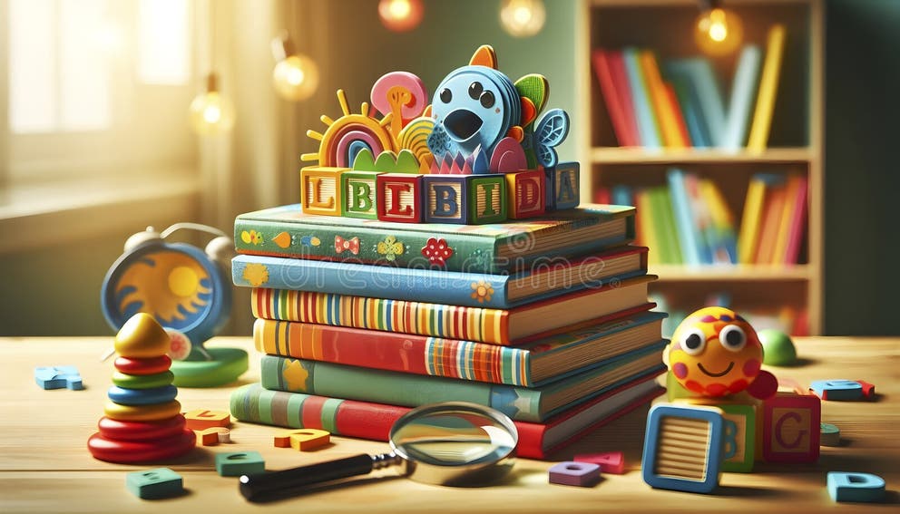 A Colorful Stack of Educational Childrens Books with Pop-up Elements ...