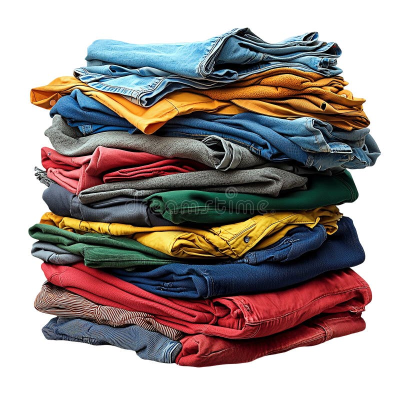 Colorful Stack of Folded Clothes Apparel Red Pile Heap Blue Stock ...
