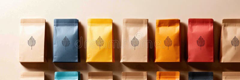 Colorful Stack of Folded Paper Bags Organized on a Neutral Background ...