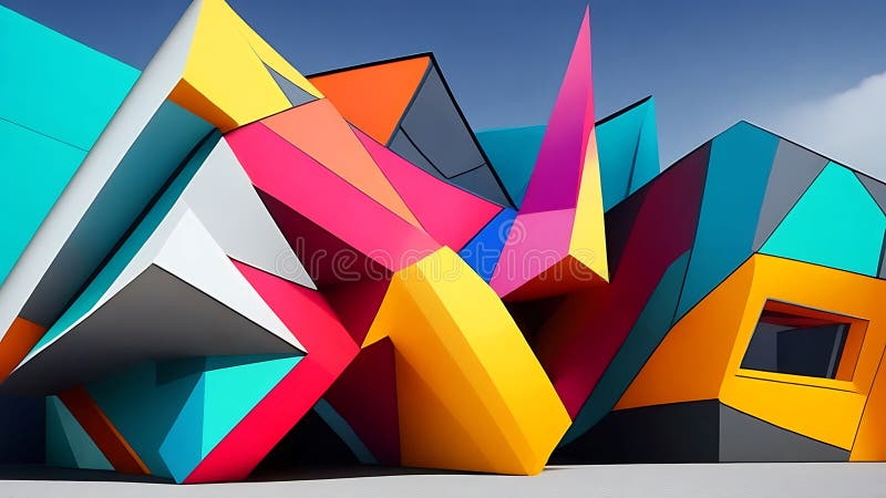 A Colorful Stack of Colorful Geometric Shapes are Shown on a Sunny Day ...