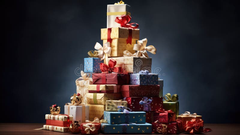 Colorful stack of gifts stock illustration. Illustration of birthday ...