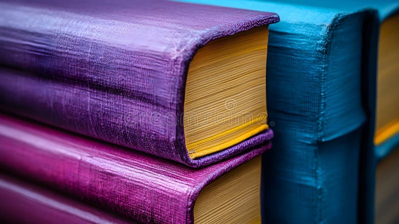 Colorful Stack of Hardback Books Close Up View Stock Illustration ...