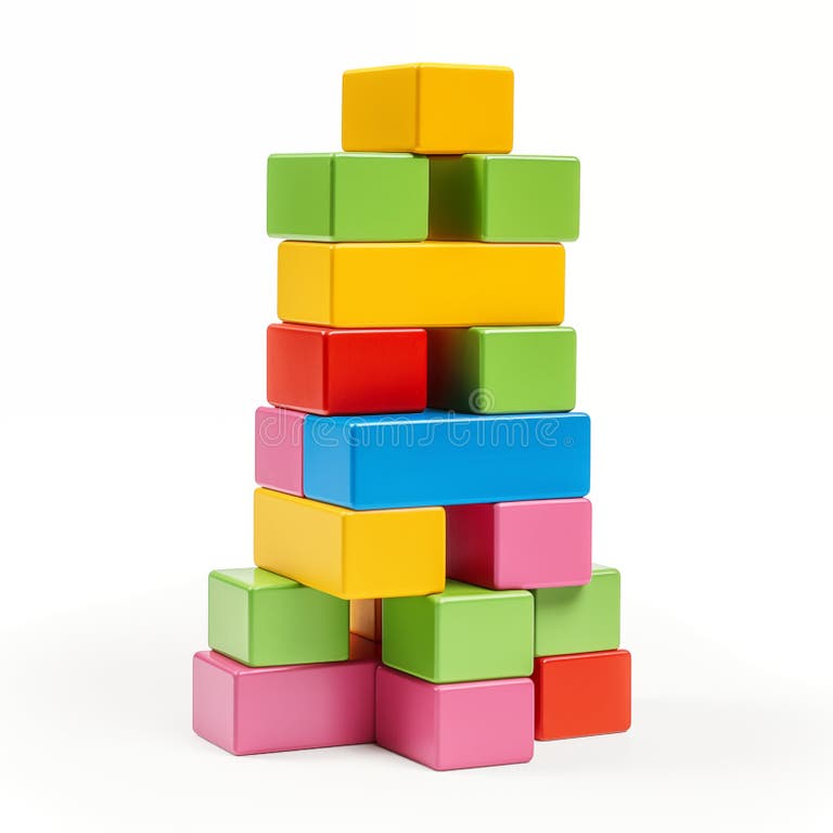 Colorful Stack of Interlocking Toy Blocks for Children S Educational ...
