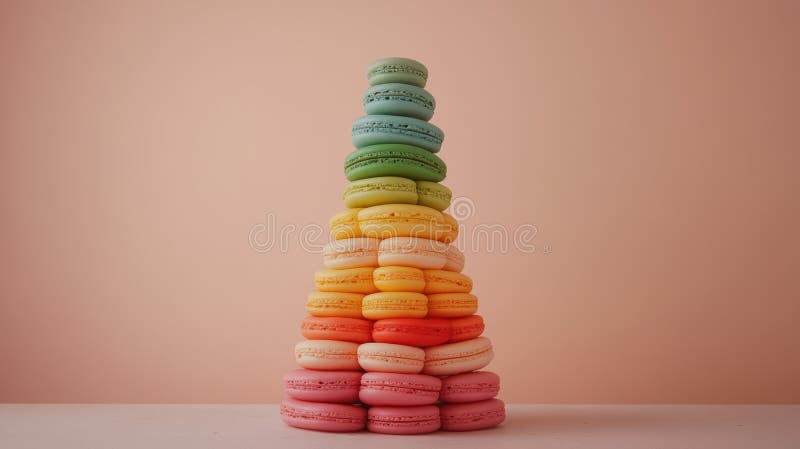 A Colorful Stack of Macarons Neatly Arranged on Top of Each Other ...