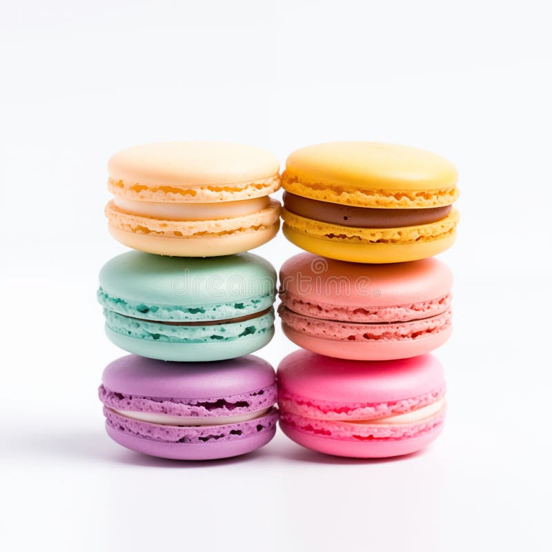 Colorful Stack of Macarons on White Background Stock Illustration ...