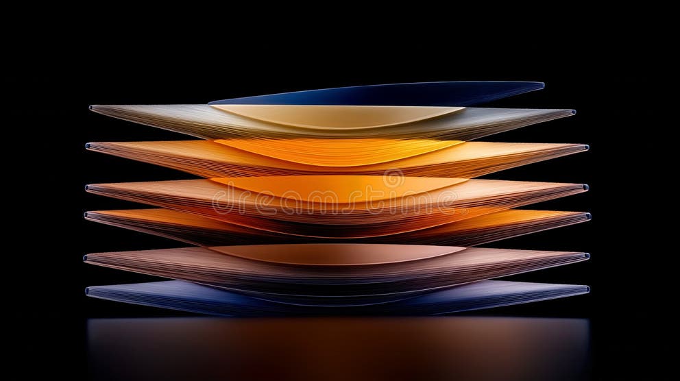 Colorful Stack of Modern Gradient Plates Against Black Background Stock ...