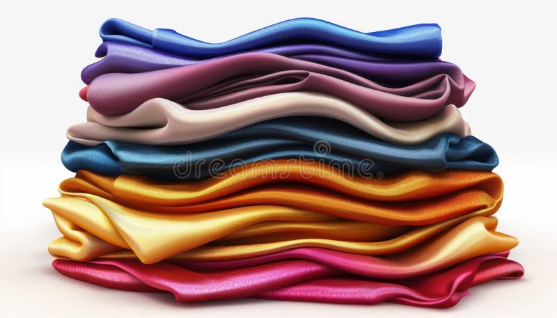 Colorful Stack of Neatly Folded Fabric on a Clean Surface Stock Photo ...