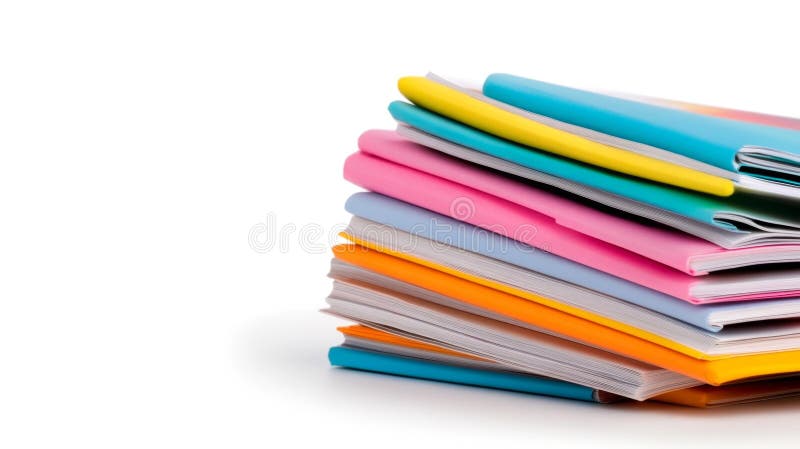 Colorful Stack of Notebooks on a White Isolated Background Stock ...