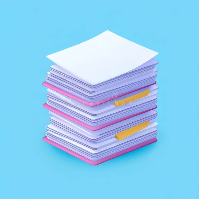 Colorful Stack of Organized Folders and Documents on a Vibrant Blue ...