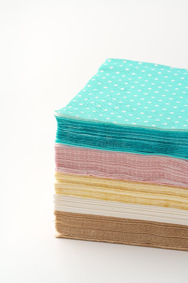 Colorful Stack of Paper Napkins on White Background Stock Photo - Image ...