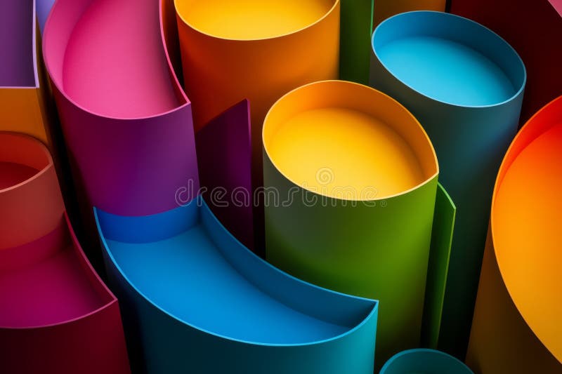 A Colorful Stack of Paper Tubes in Various Colors Stock Illustration ...
