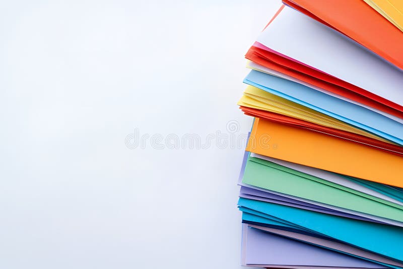 Colorful Stack of Papers Rainbow Hues Bright Papersheets Office ...