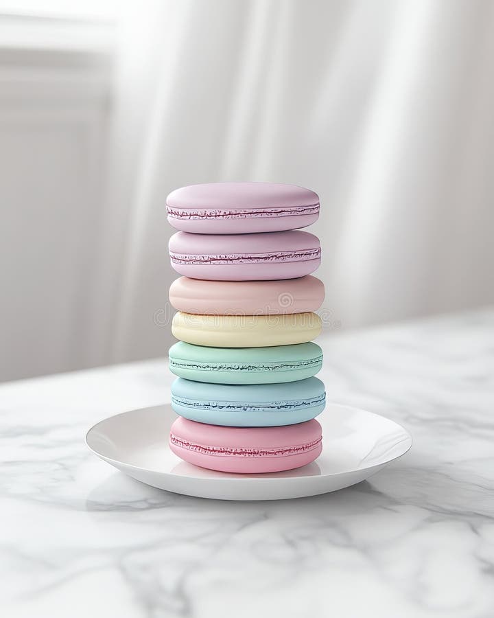 Stack French Macarons Pastel Colors Marble Surface Stock Photos - Free ...