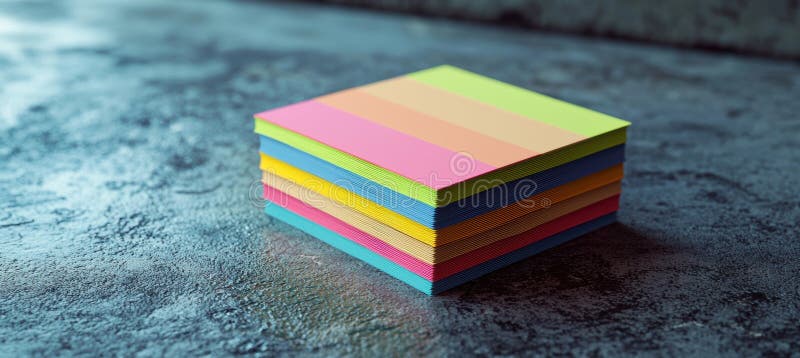 Colorful Stack of Rectangular Stickers on Concrete Surface for Modern ...