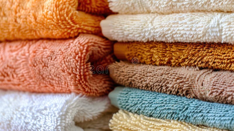 Colorful Stack of Soft Terry Cloth Towels Stock Illustration ...