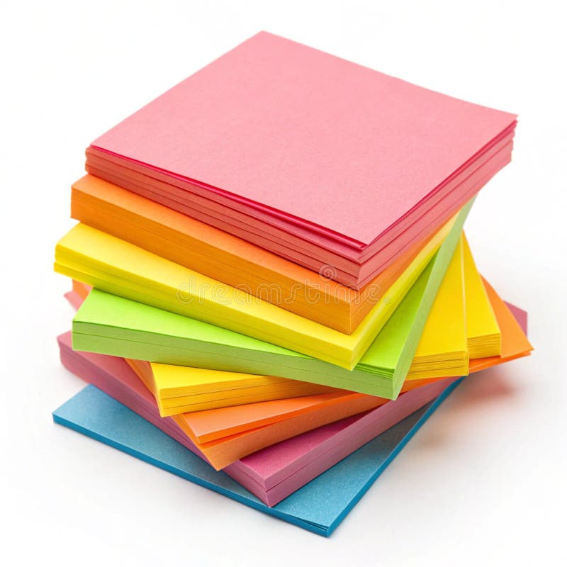 Colorful Stack of Sticky Notes Isolated on White Background Stock ...