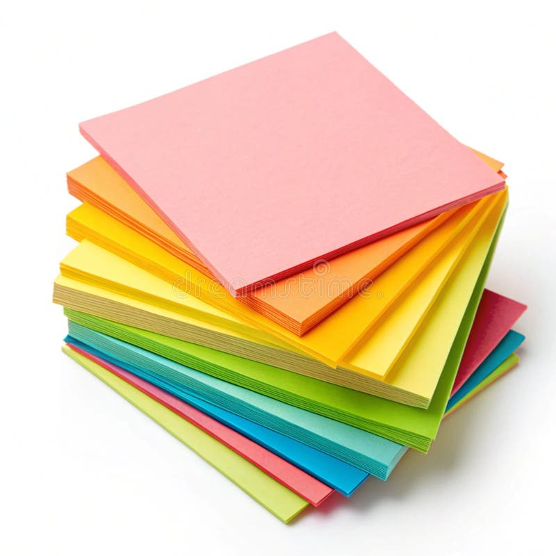 Colorful Stack of Sticky Notes Isolated on White Background Stock ...