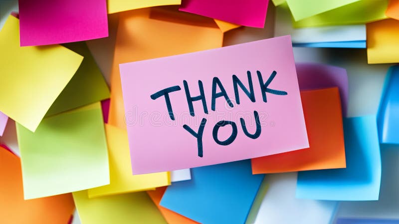 Colorful Stack of Sticky Notes with the Word "thank" Written on One of ...