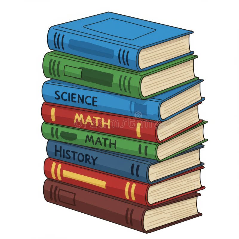 Colorful Stack of Textbooks, Pixel Art Illustration Stock Illustration ...