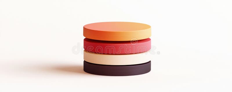 Colorful Stack of Three Overlapping Circular Shapes on Plain Background ...