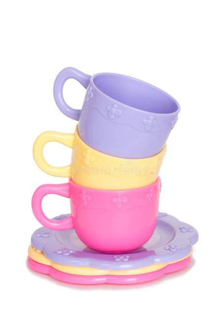 Colorful Stack of Toy Cups and Toy Plates Stock Photo - Image of dishes ...