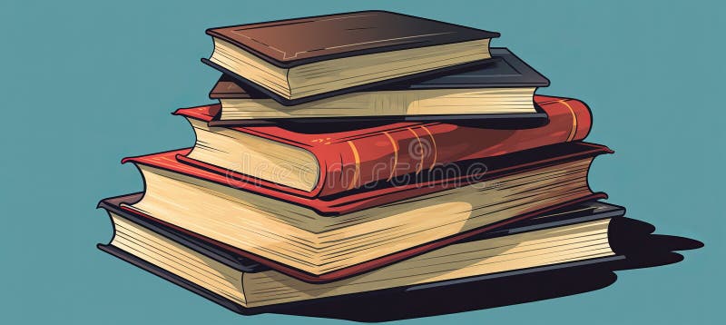 A Colorful Stack of Various Books on a Teal Backdrop Showcasing ...