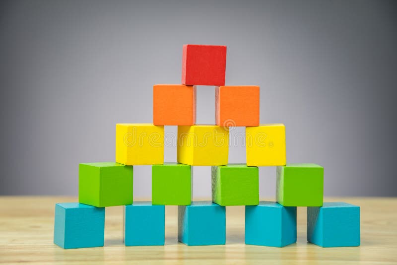 Colorful Stack Of Wood Cube Building Blocks On Black Background Stock ...