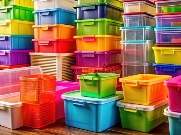 Colorful Stackable Plastic Storage Containers Clear Durable and ...