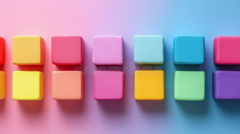 Colorful Stacked Blocks Arranged in a Gradient on a Pastel Background ...