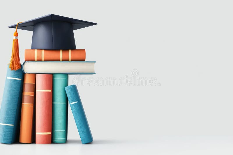 Colorful Stacked Books with a Graduation Cap Symbolizing Education and ...