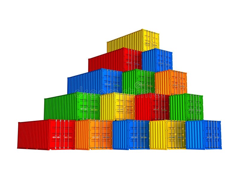 Colorful Stacked Cargo Containers Stock Illustration - Illustration of ...