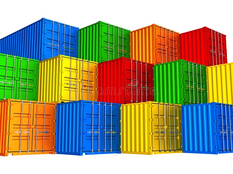 Colorful Stacked Cargo Containers Stock Illustration - Illustration of ...