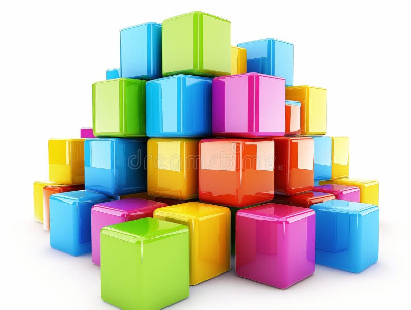 Colorful Stacked Cubes stock image. Image of spectrum - 312339931