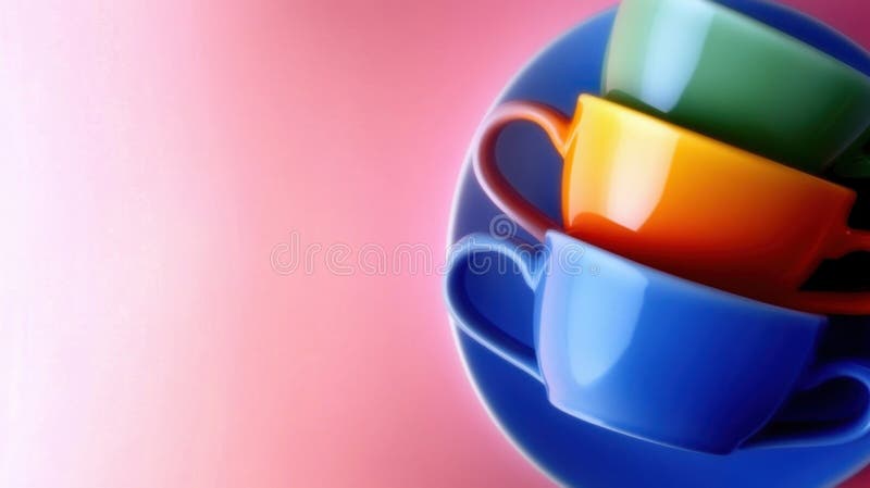 Colorful Stacked Cups on Vibrant Background for Creative Design ...