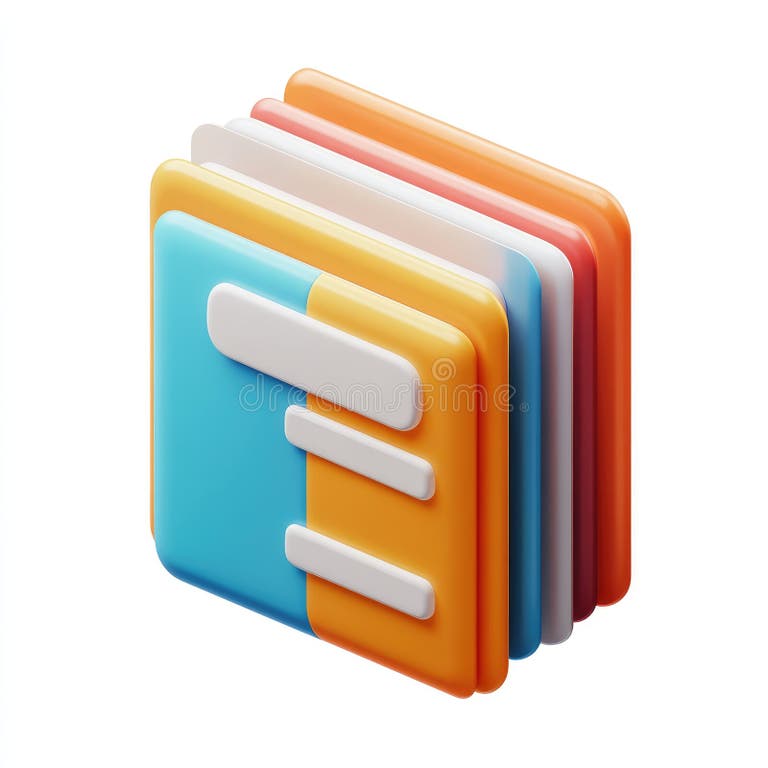 Colorful 3D Stacked Files: Modern Interface Design Elements Stock ...