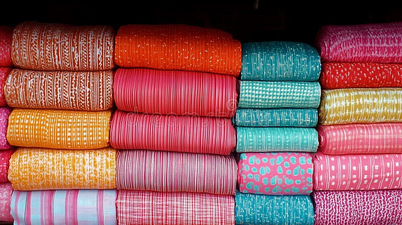 Colorful Stacked Fabrics with Various Different Patterns and Textures ...