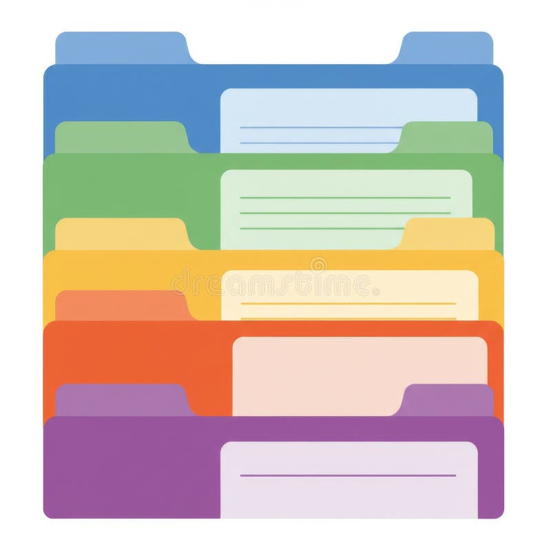 Colorful Stacked Folders with Paper Inserts Stock Illustration ...