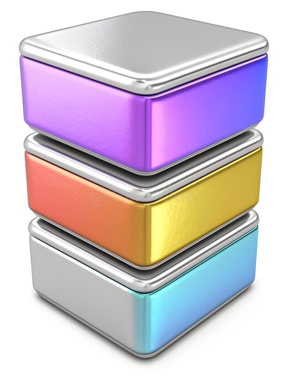Colorful Stacked Metallic Containers. Stock Illustration - Illustration ...