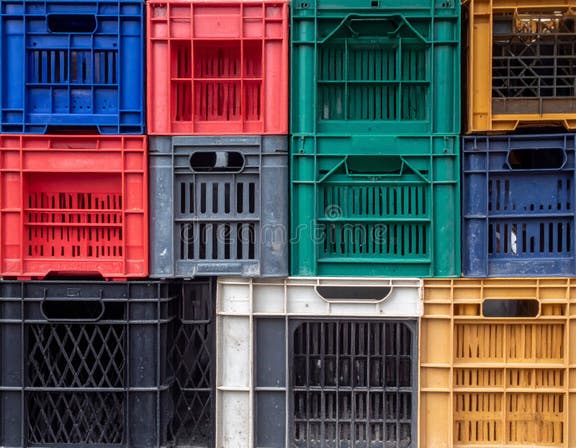 Colorful Stacked Plastic Crates Texture Background Stock Illustration ...
