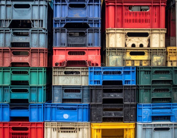 Colorful Stacked Plastic Crates Texture Background Stock Illustration ...