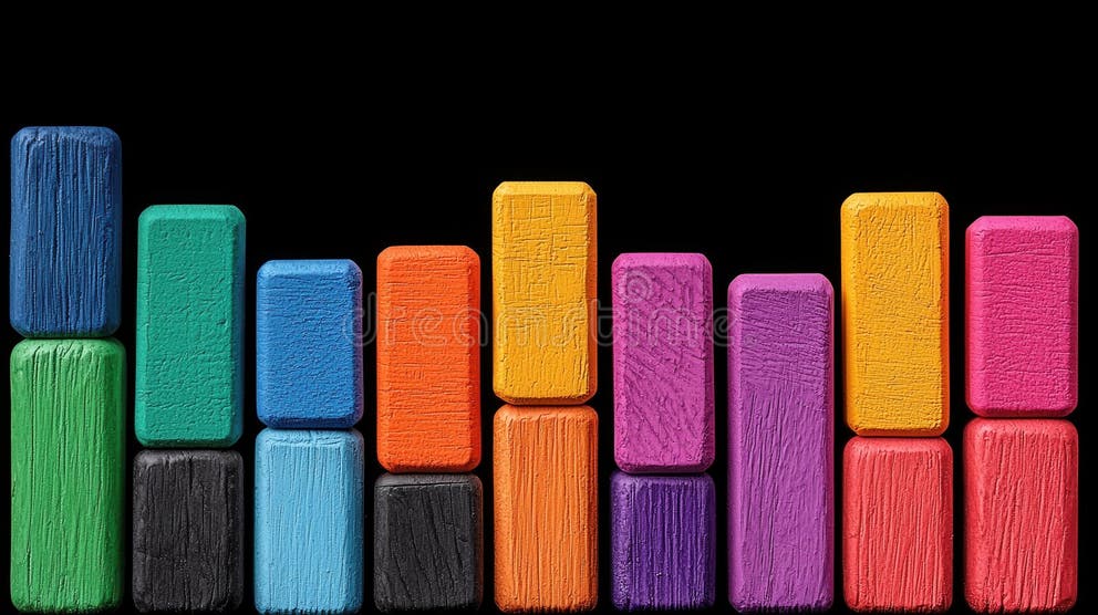 Colorful Stacked Rectangles on a Black Background, Representing Data ...