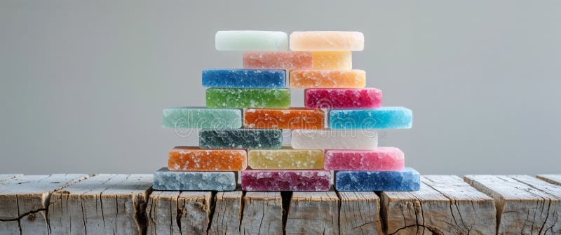 Colorful Stacked Salt Blocks Rustic Wooden Planks Stock Photos - Free ...