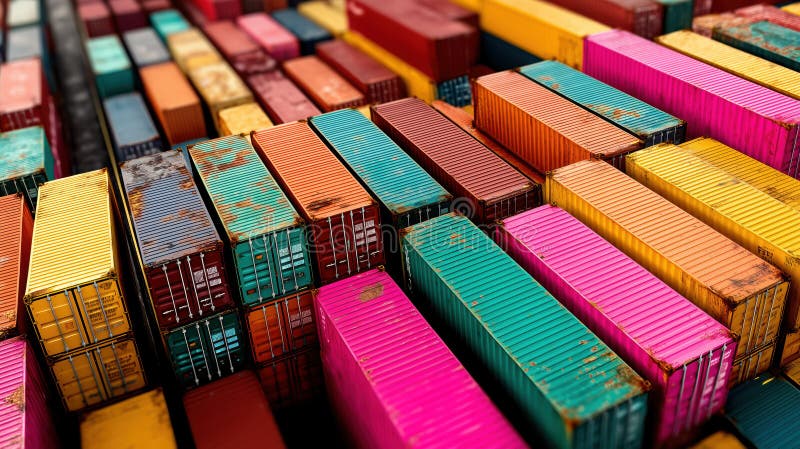Colorful Stacked Shipping Containers Stock Photo - Image of colorful ...