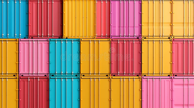 Colorful Stacked Shipping Containers Stock Illustration - Illustration ...