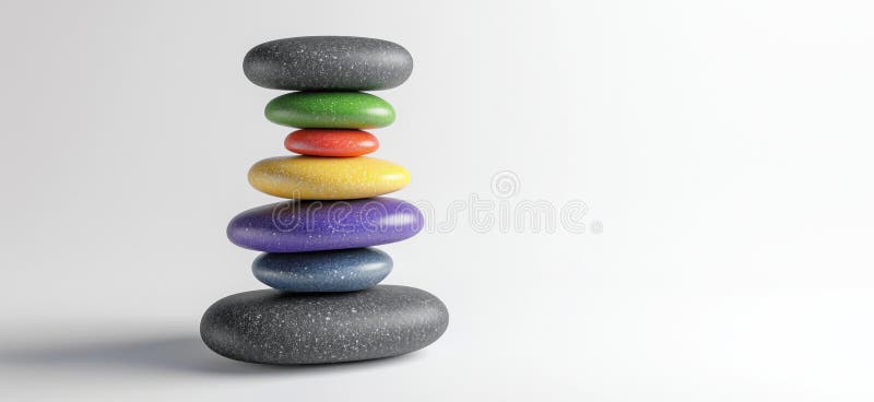 Colorful Stacked Stones Representing Balance and Harmony in Design and ...