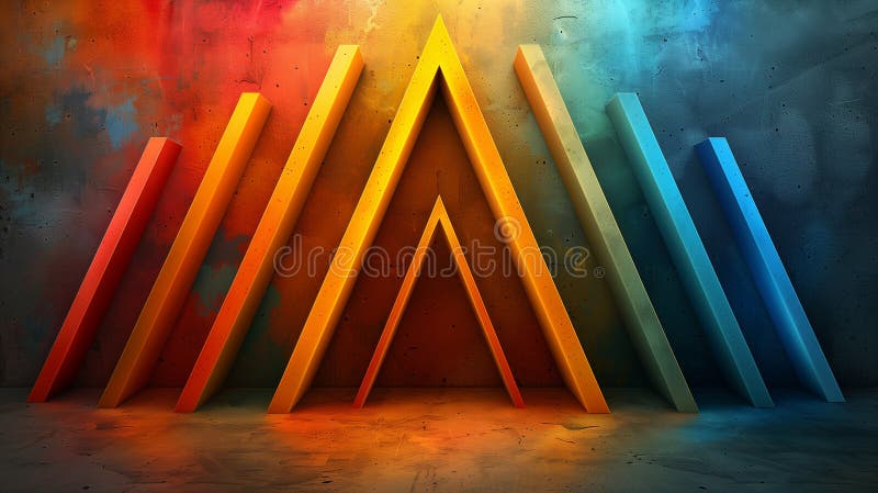 Colorful Stacked Triangles on a Concrete Wall Stock Illustration ...